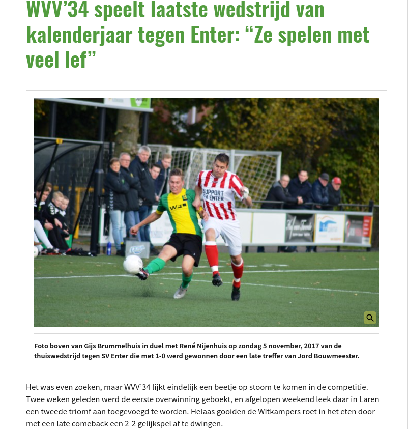 WVV’34 speelt laatste wedstrijd van kalenderjaar tegen Enter: “Ze ...