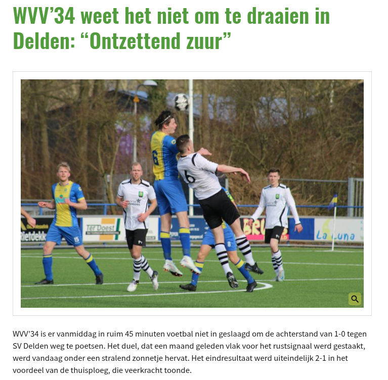 WVV’34 weet het niet om te draaien in Delden: “Ontzettend zuur” | WVV'34