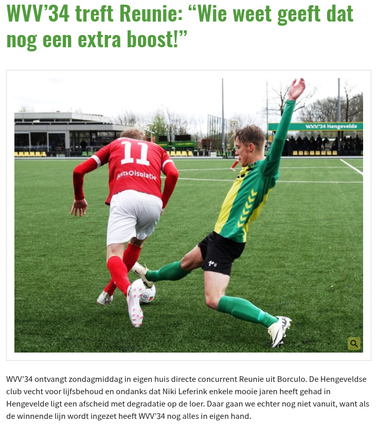 WVV’34 treft Reunie: “Wie weet geeft dat nog een extra boost!” | WVV'34